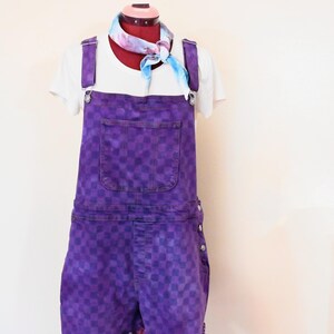 Purple Womens Jrs XL Bib OVERALL Shorts Violet Solid Dyed Upcycled No ...