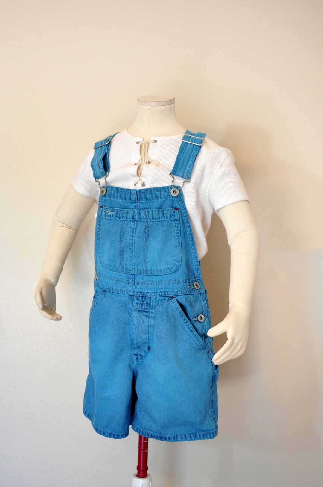 Aqua Kids Small Bib OVERALL Shorts - Teal Blue Dyed Upcycled Gap Denim ...