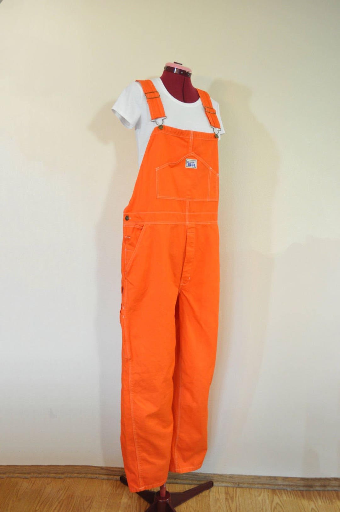 Orange Mens Small Cotton Bib OVERALL Pants - Deep Orange Dyed NEW ...
