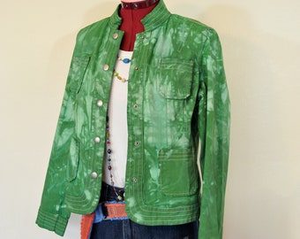 Green Jrs. Medium Denim JACKET Kelly Green Dyed Upcycled Gap Denim ...