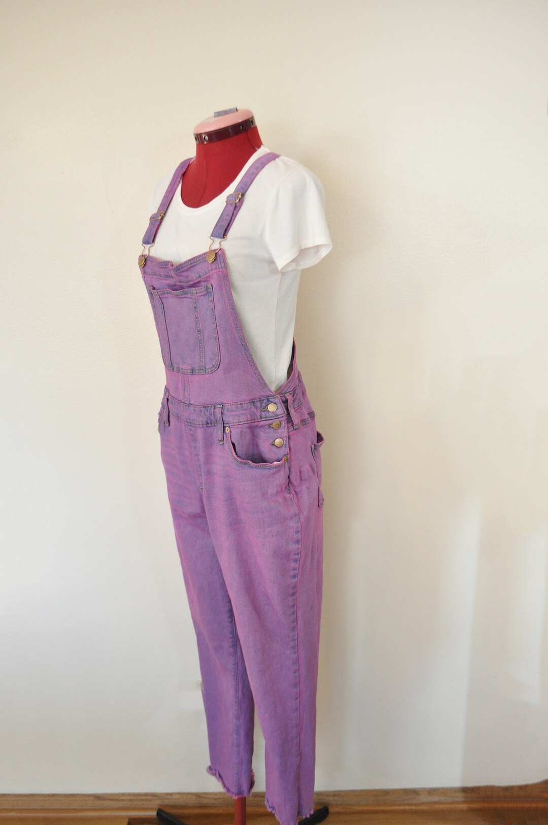 Pink Womens Medium Bib OVERALL Pants Petal Pink Dyed Upcycled Universal ...