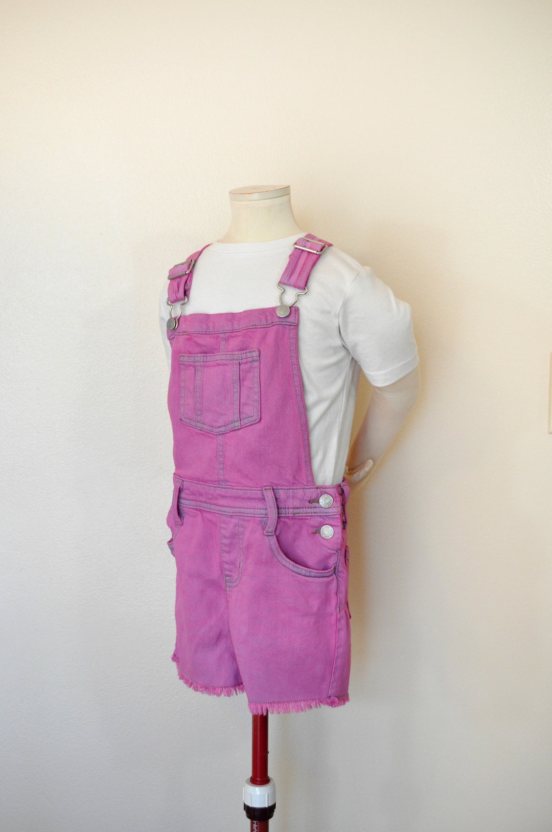 Pink 6/6X XL Bib OVERALL Shorts Pastel Pink Dyed Upcycled Cat & Jack ...