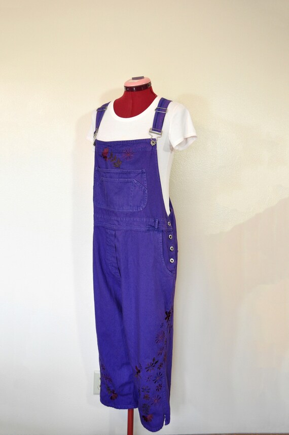 Purple XL Bib OVERALL Capri Pants - Violet Dyed Upcyc… - Gem