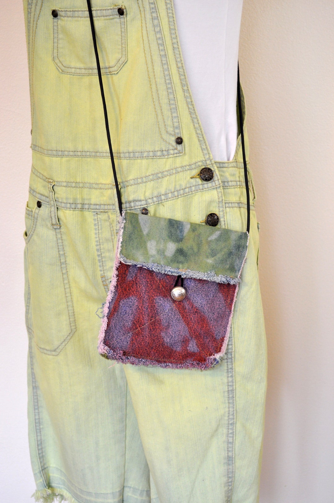 Dyed Denim Pocket HANDBAG Satchel - Hand Made Urban Upcycled Green ...