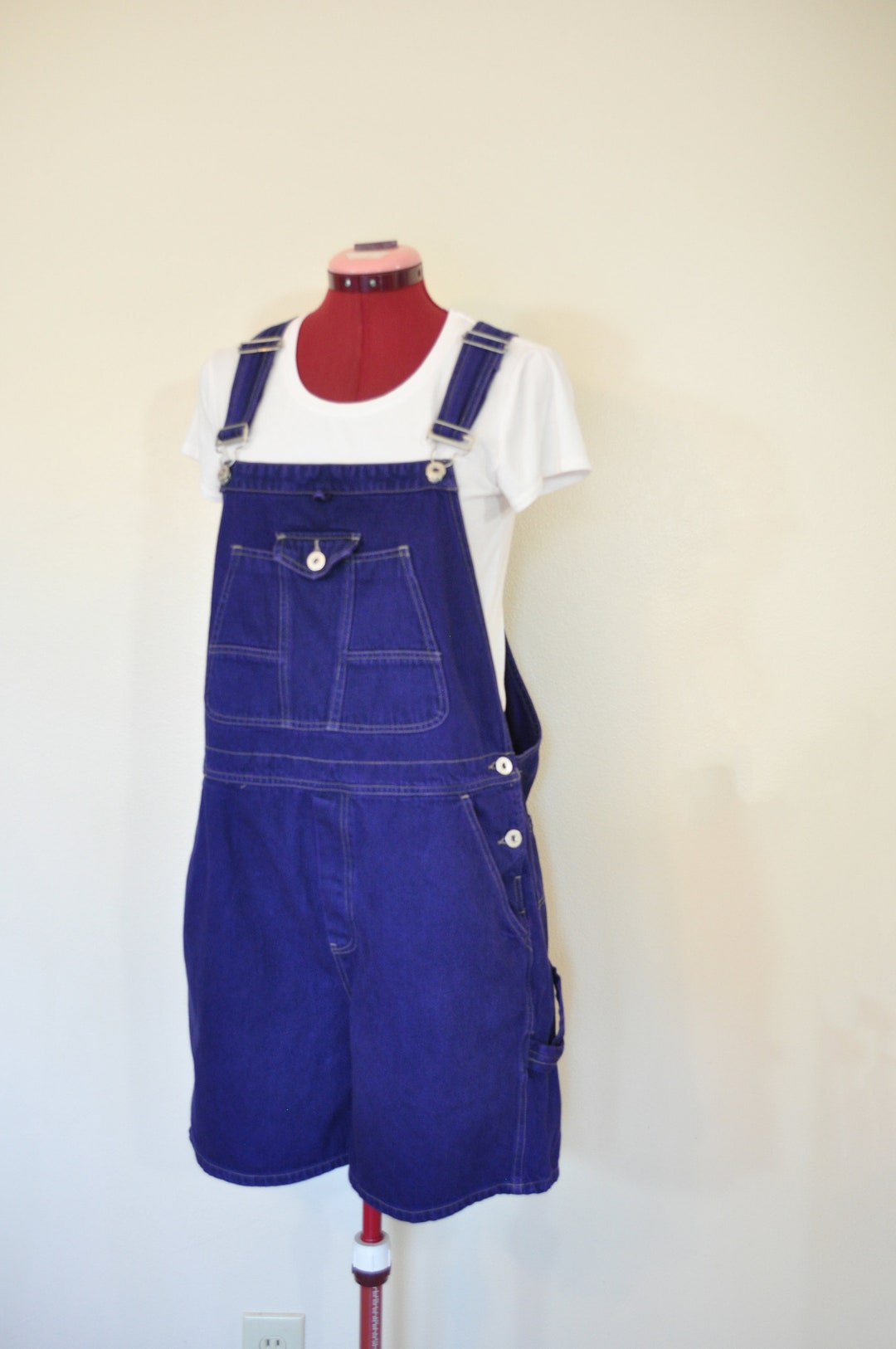 Purple Womens XL Bib OVERALL Shorts - Violet Dyed Upcycled Roundy Ridge ...