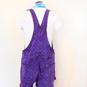 Purple Womens Jrs XL Bib OVERALL Shorts Violet Solid Dyed Upcycled No ...