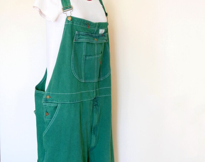 Green Mens XL Bib OVERALL Pants - Kelly Green Dyed Upcycled Hisea Denim ...