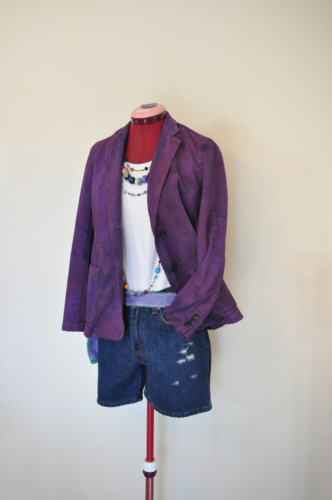 Purple Womens Petite Small Denim JACKET - Violet Dyed Upcycled Ralph ...