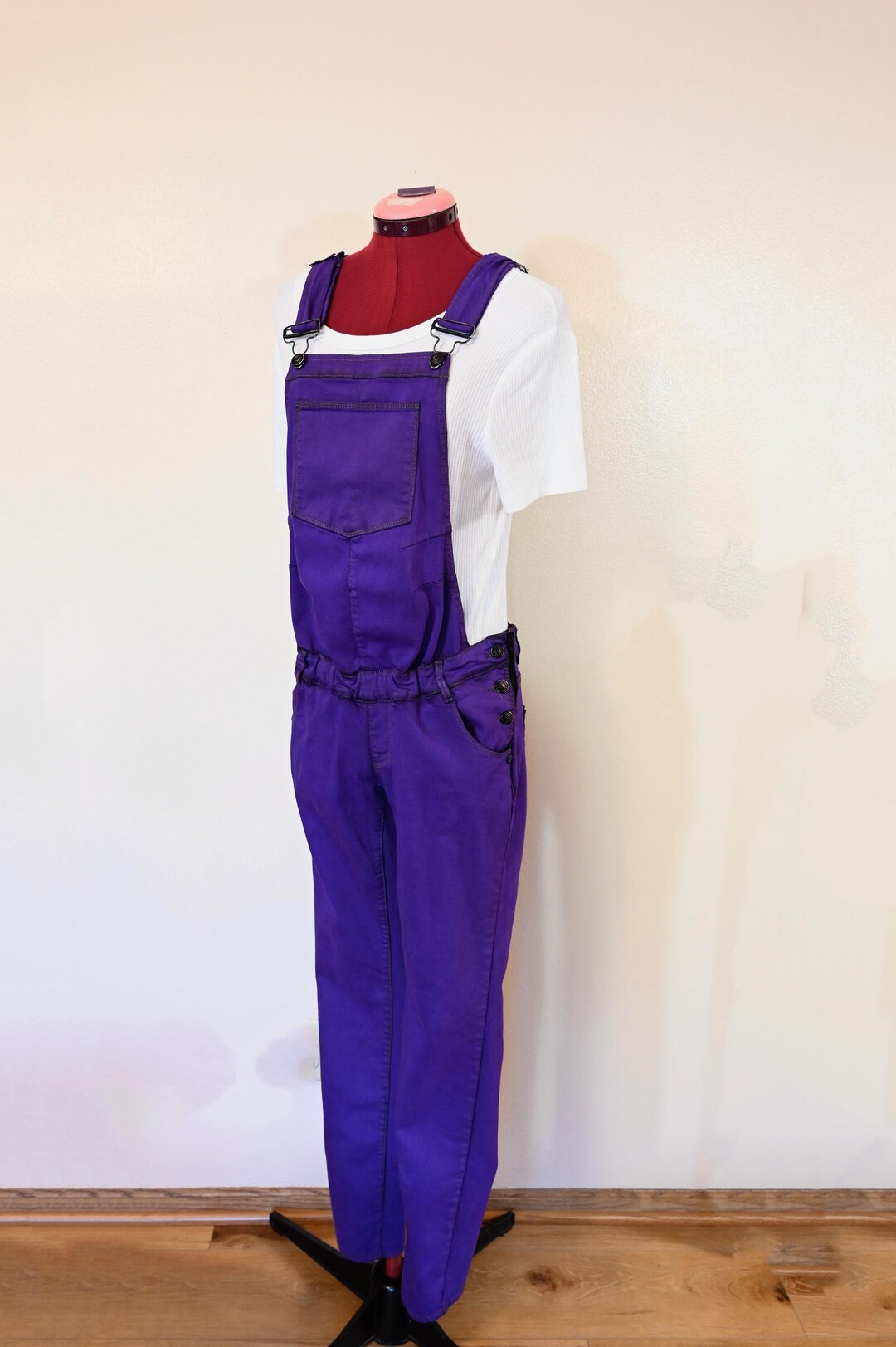 Purple Dyed Womens Small Upcycled Jolironde Zita MATERNITY Bib OVERALL ...