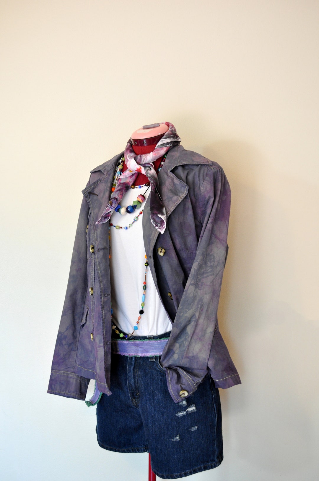 Plum Womens Large Cotton JACKET - Blue Violet Dyed Upcycled Cabi Cotton ...