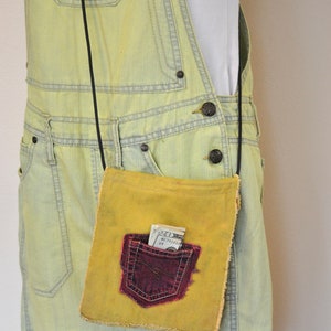 Dyed Denim Pocket HANDBAG Satchel - Hand Made Urban Upcycled Gold ...