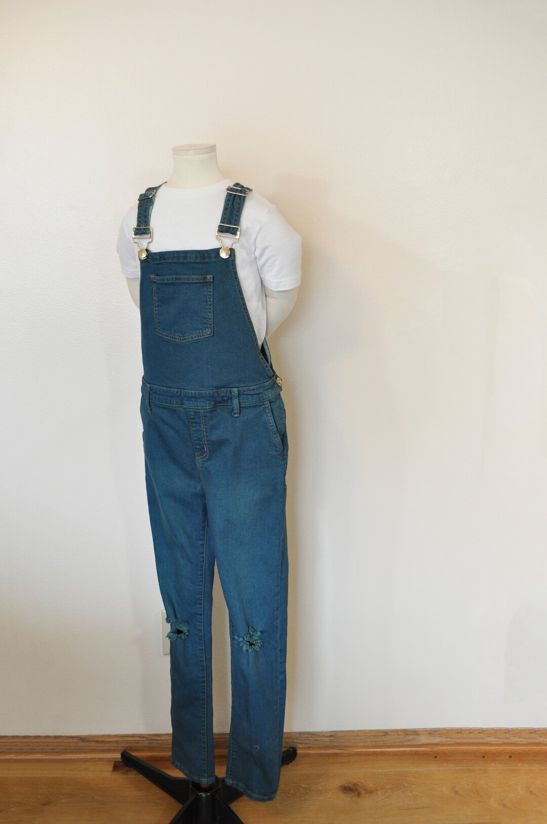 Teal Girls Sz 13/14 Large Bib Overall Pants - Teal Green Dyed Upcycled ...