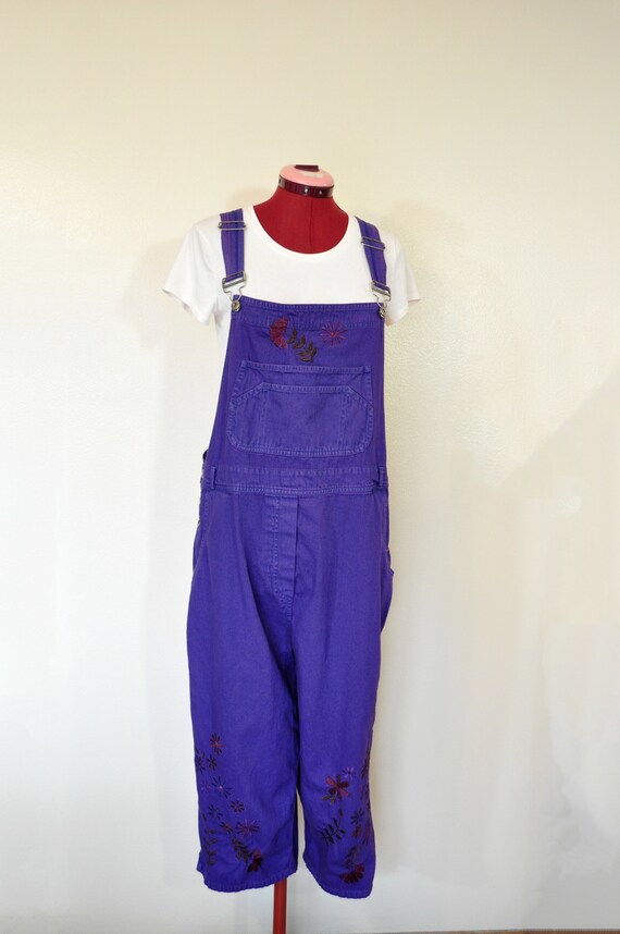 Purple XL Bib OVERALL Capri Pants - Violet Dyed Upcyc… - Gem