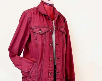Red Mens Medium Denim JACKET - Scarlet Red Dyed Upcycled J Jordan 80s ...