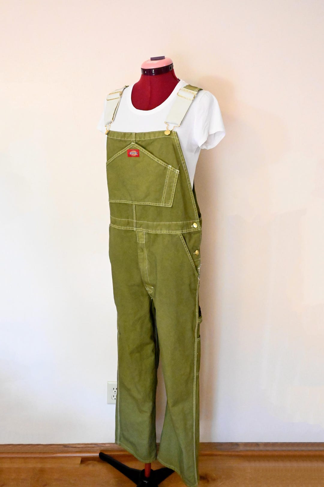Green Mens Bib OVERALL Pants - Moss Green Dyed NEW Dickies Cotton ...