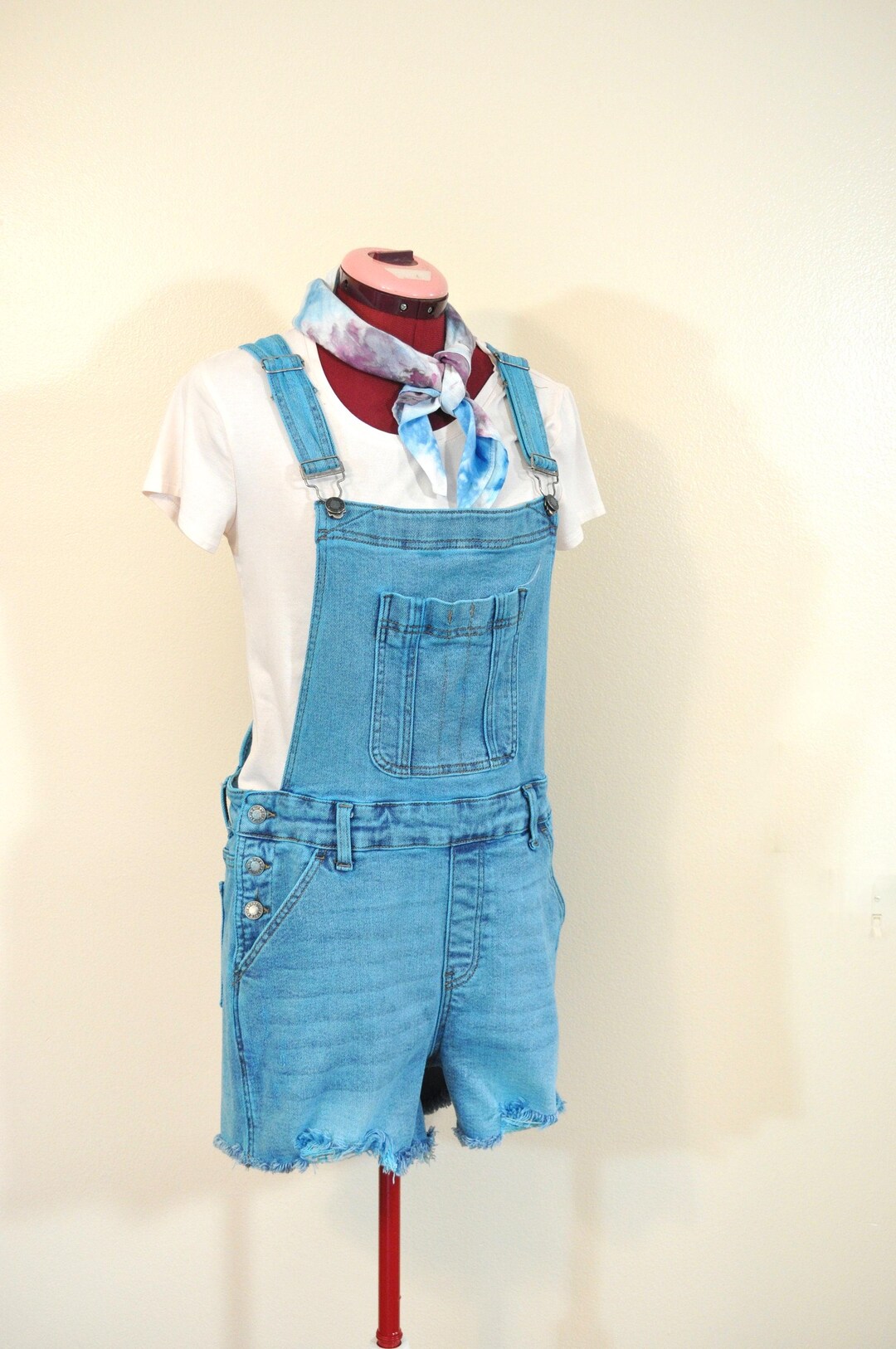 Aqua Womens Jrs. XL Bib OVERALL Shorts - Blue Dyed NEW Judy Blue Denim ...