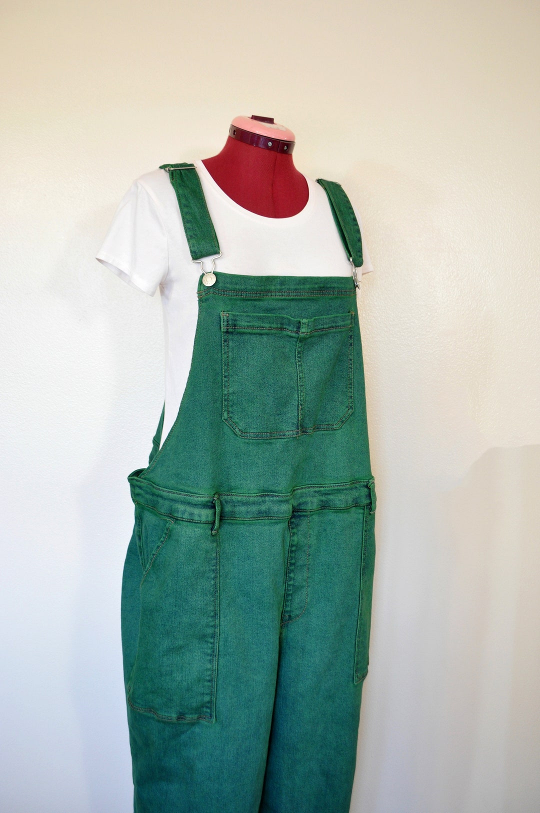 Green 22W XL Bib OVERALL Pants - Kelly Green Dyed Upcycled Ava & Viv ...