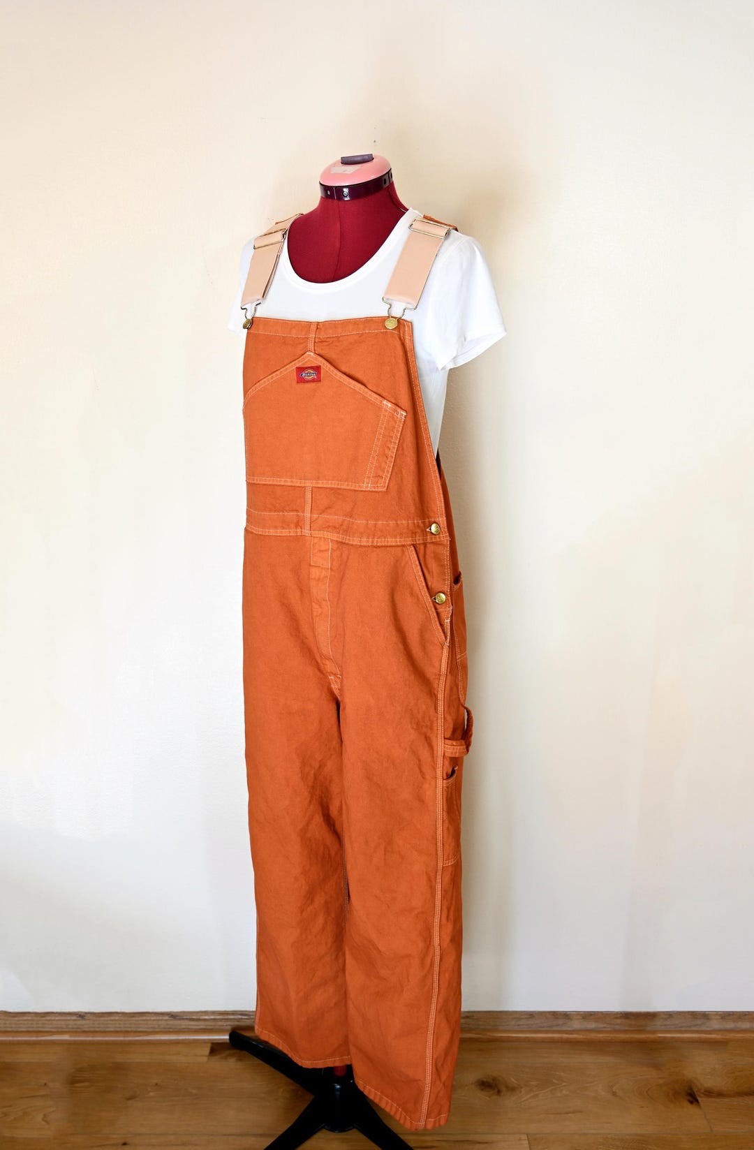 Rust Orange Medium Cotton Bib OVERALL Pants Orange Brown Dyed NEW ...
