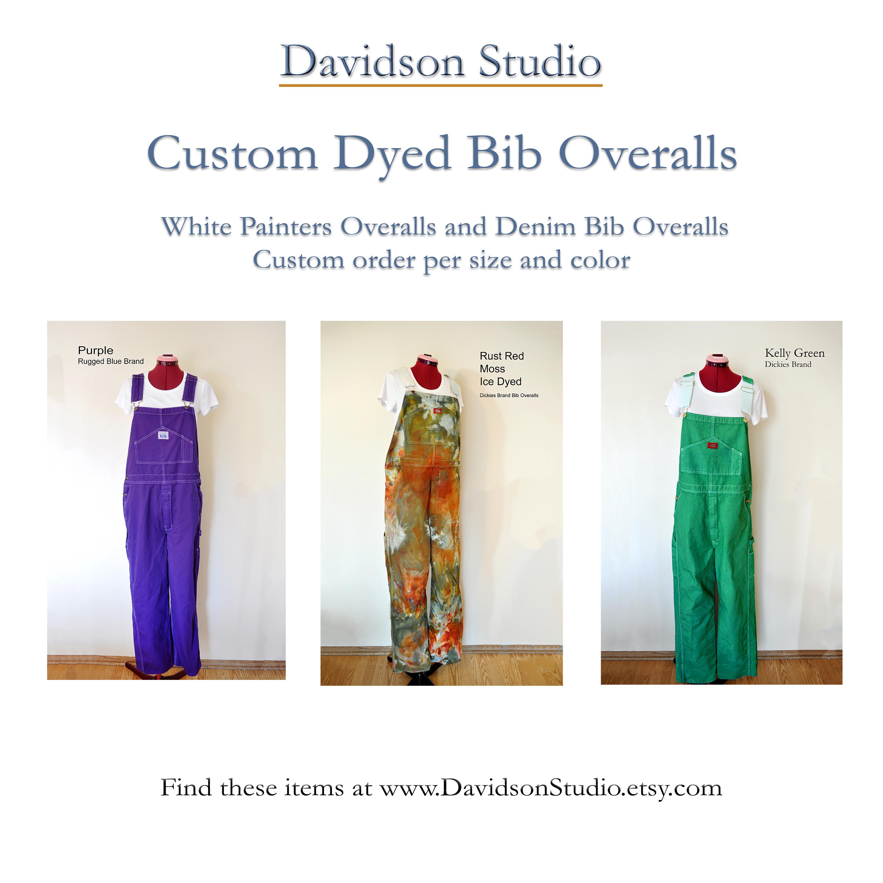 Violet Mens Small Bib OVERALL Pants - Violet Green Gold Dyed Violet Mens Small Bib OVERALL Pants - Violet Green Gold Dyed