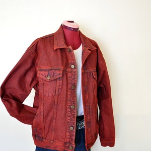 Red Men Medium Denim JACKET Scarlet Red Dyed Upcycled Gap Cotton Denim ...