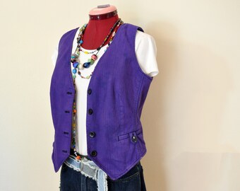 Purple Denim Vest | Etsy