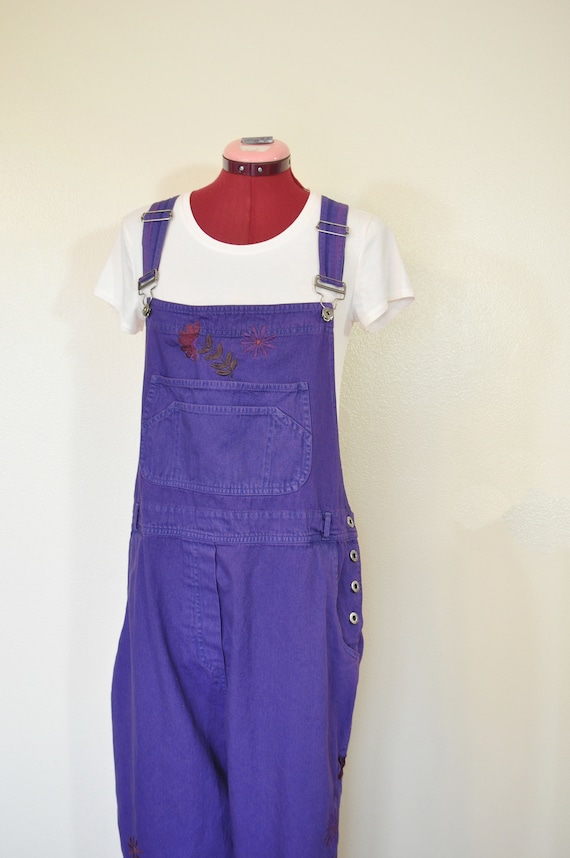 Purple XL Bib OVERALL Capri Pants - Violet Dyed Upcyc… - Gem