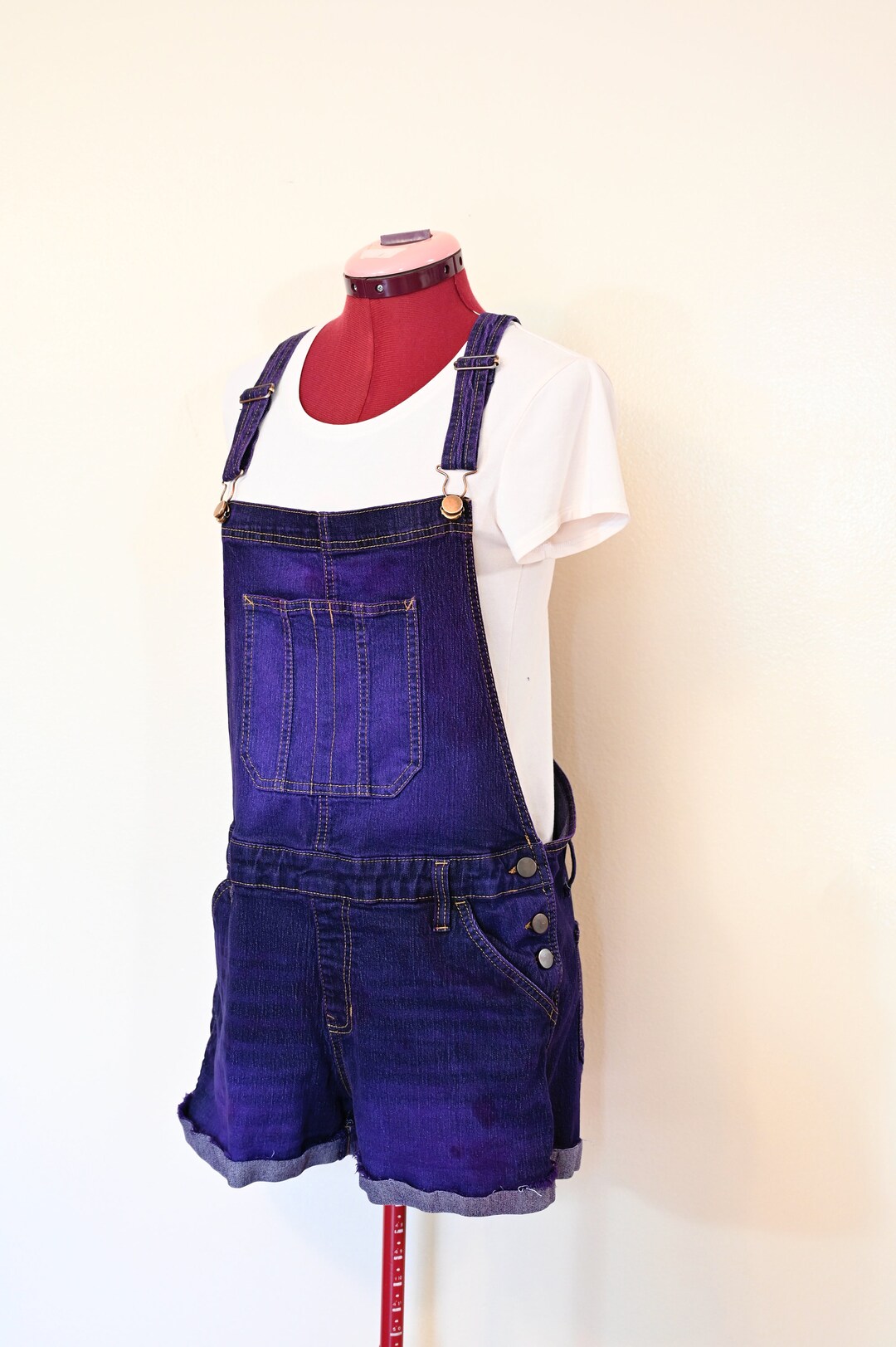 Purple Womens Jrs XL Bib OVERALL Shorts - Violet Solid Dyed NEW No ...