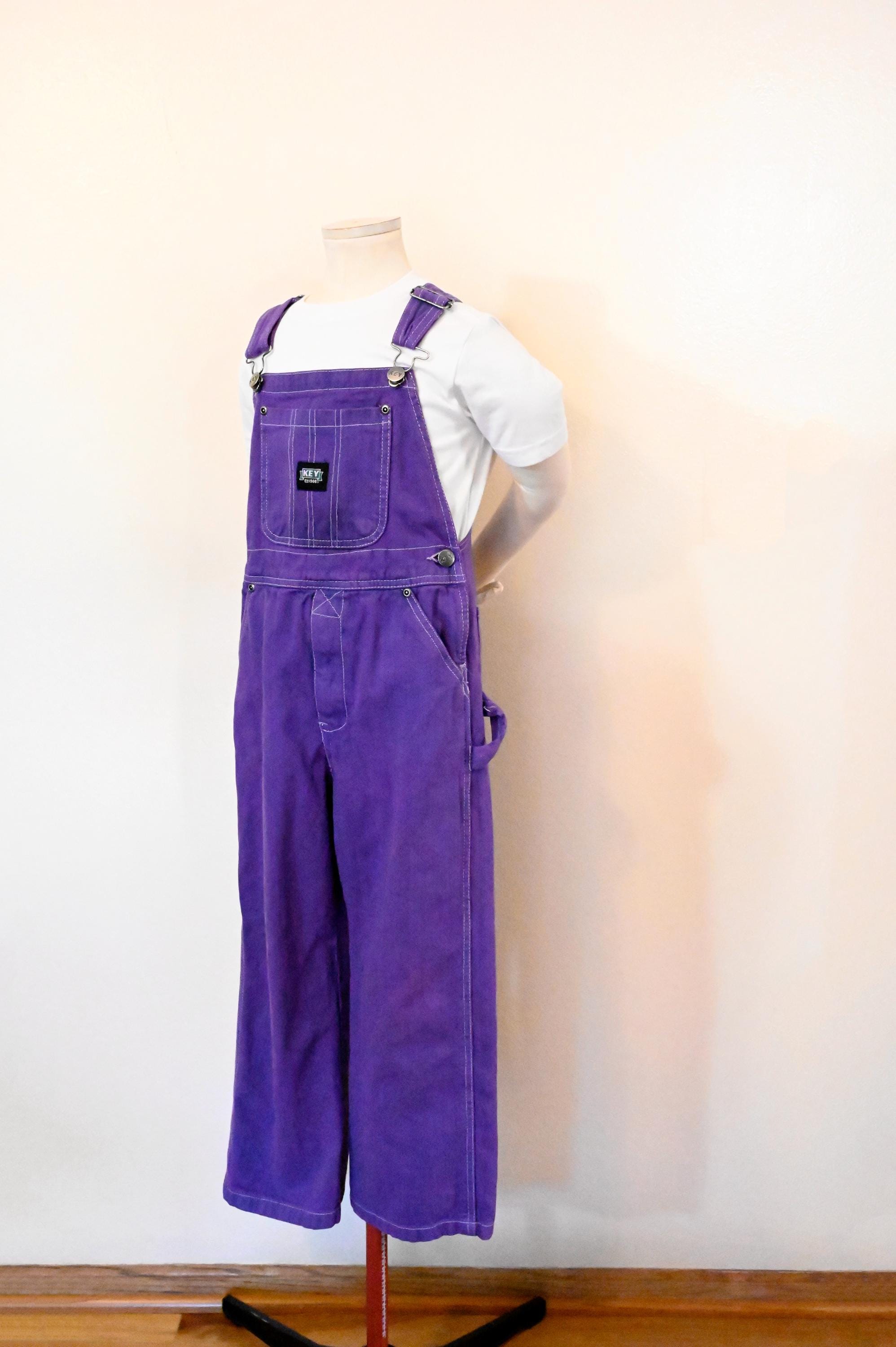 Purple Kid Sz 8 Large Bib Overall Pants - Violet Dyed Purple Kid Sz 8 Large Bib Overall Pants - Violet Dyed