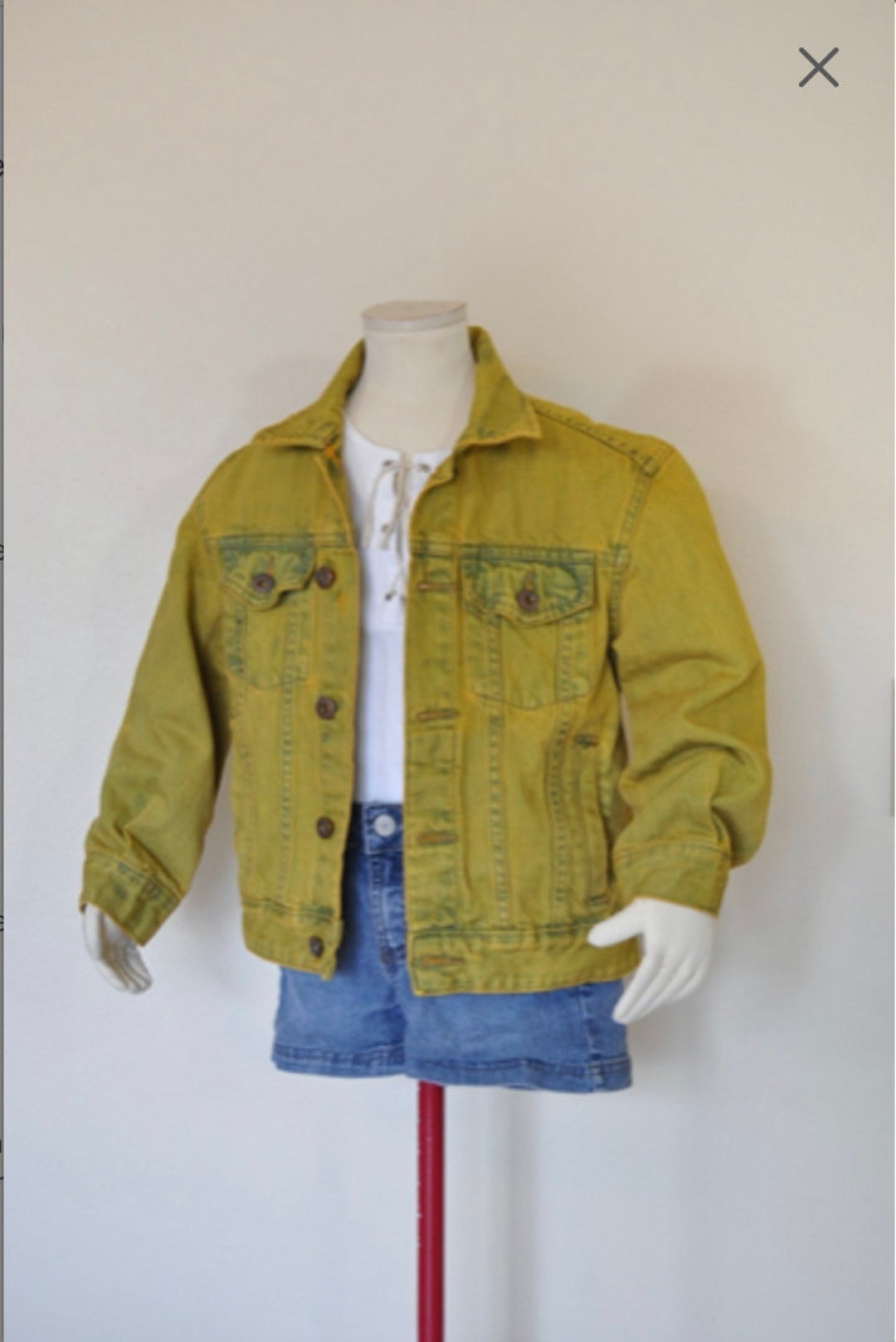 Yellow Boys 5/6 Small Denim JACKET - Gold Dyed Upcycled Wrangler Denim ...
