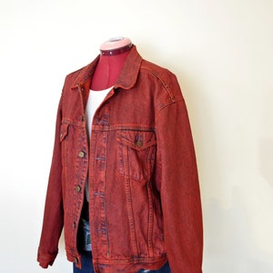 Red Men Medium Denim JACKET Scarlet Red Dyed Upcycled Gap Cotton Denim ...