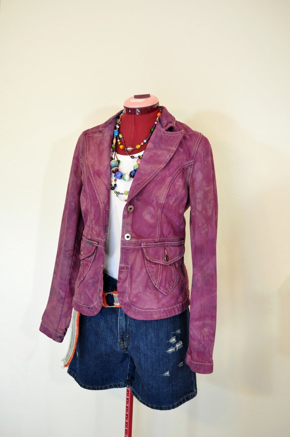 Plum Jrs. Medium Denim JACKET - Red Violet Purple Dye… - Gem