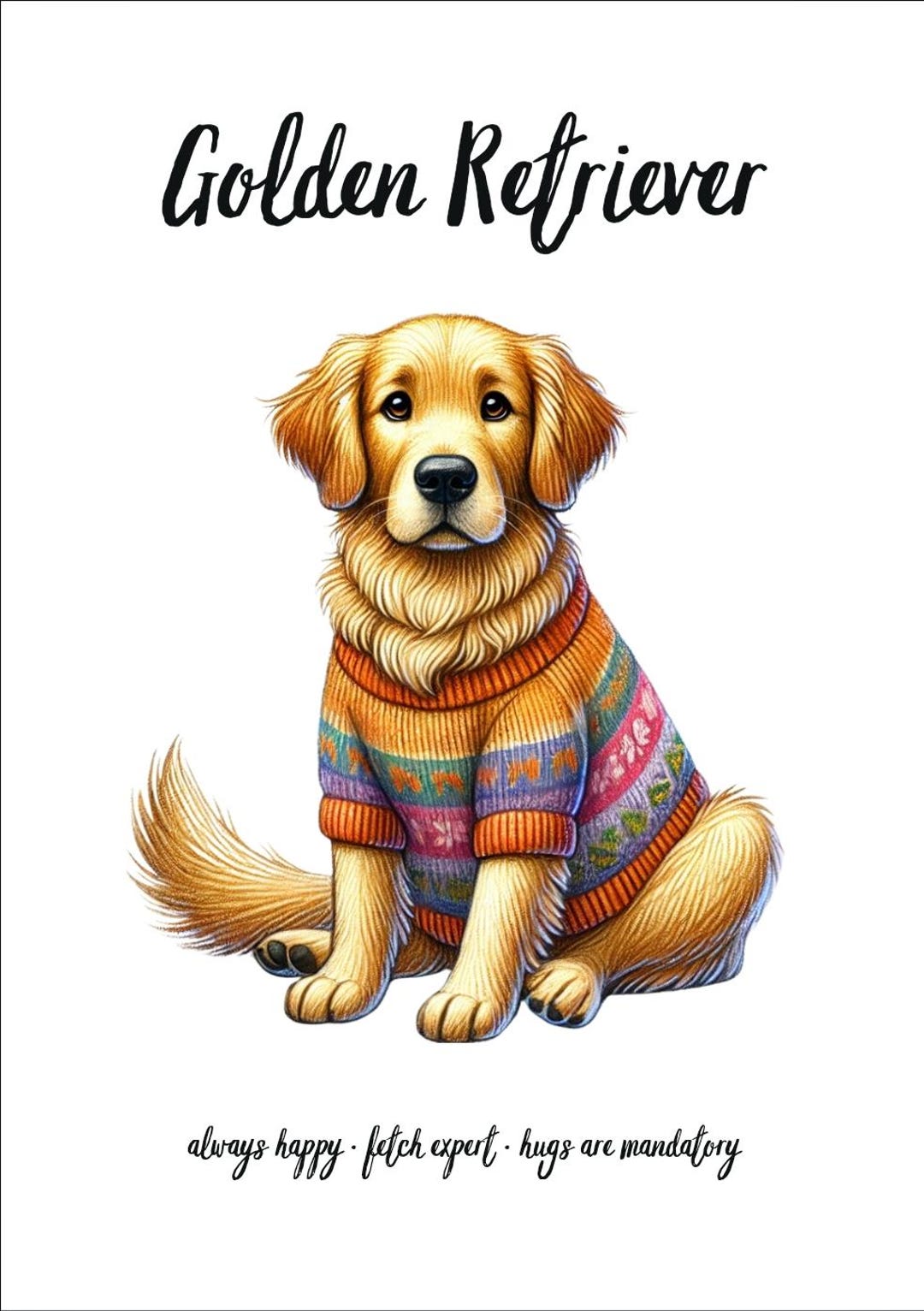 Golden Retriever Breed Poster | A3 Printable Wall Art | Digital ...