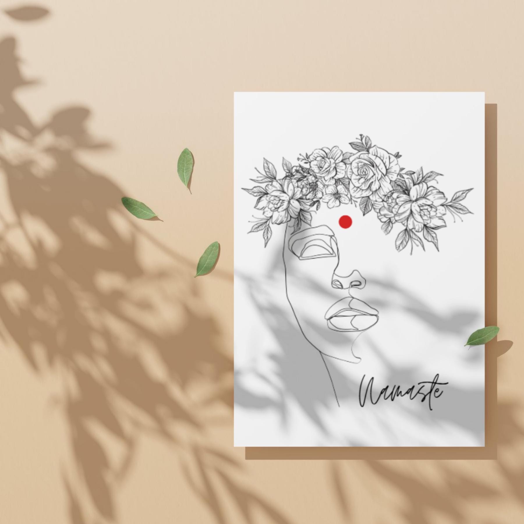 Minimalist Namaste Line Art Poster Digital Download A4 & A3 Sizes - Etsy