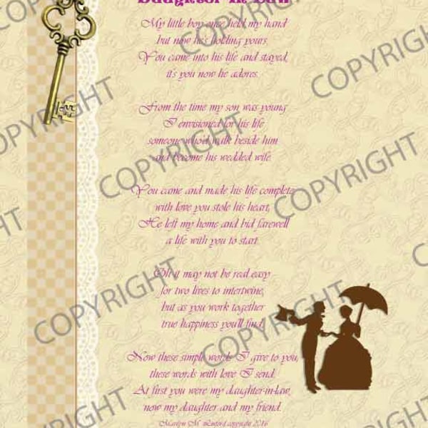 Daughter in Law Poem - Etsy