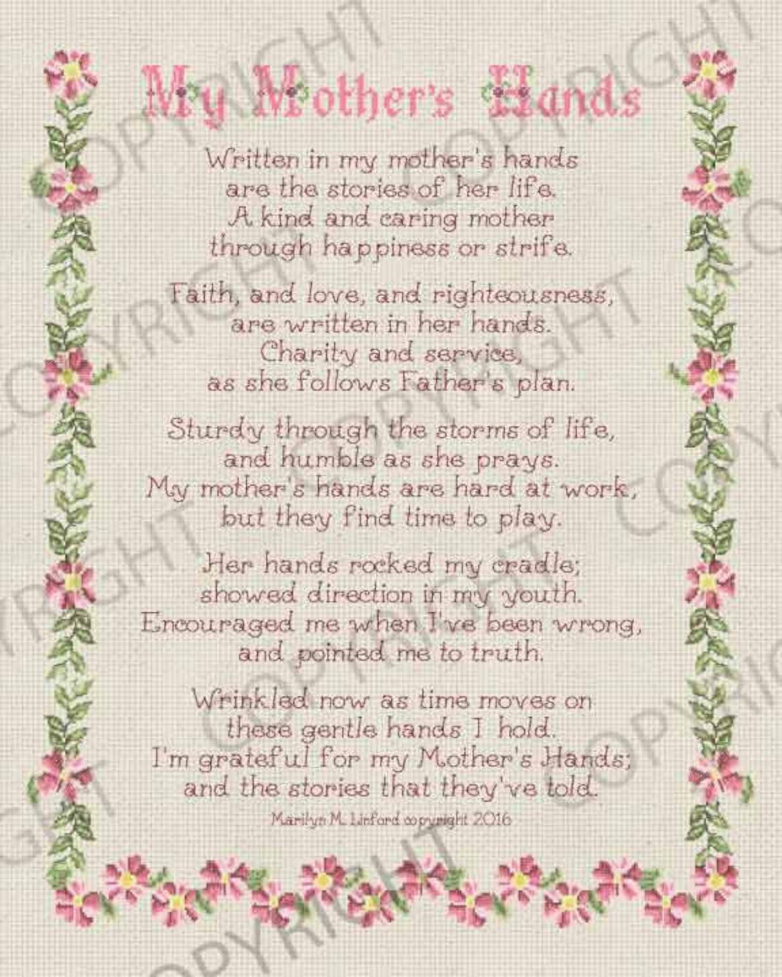 My Mother's Hands Poem - Etsy