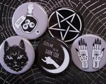 Goth Buttons Wicca Lot of 5-1.25 Emo Button Goth 5 - Etsy