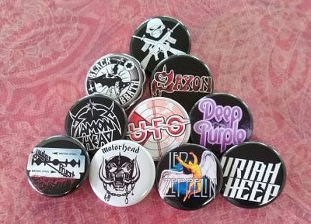 Classic British Metal Set of 10 1.25 Band Button Pins, Uk Heavy Metal ...