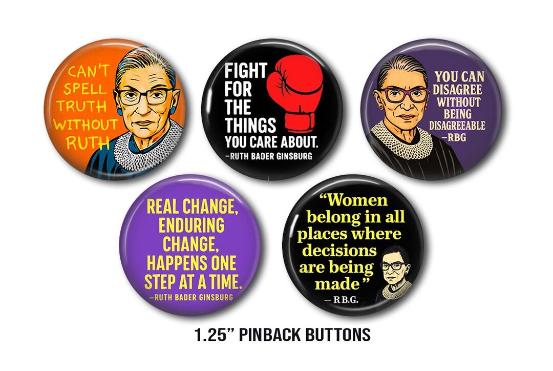 RBG Feminist Quote Buttons: Ruth Bader Ginsburg Pin Set - Etsy