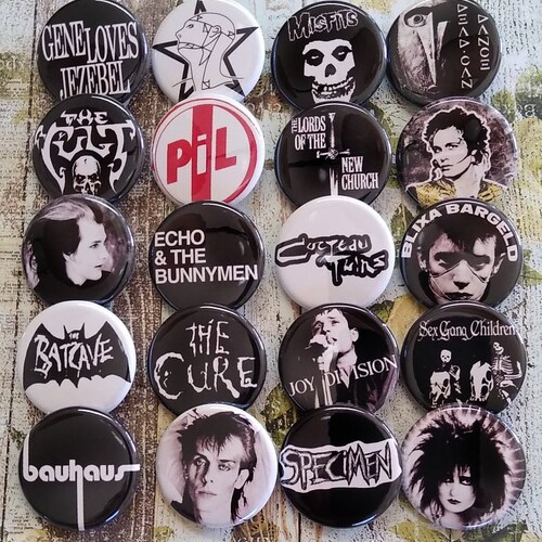 Goth Button Set 80s Gothic Rock Buttons Button Pin Badge - Etsy
