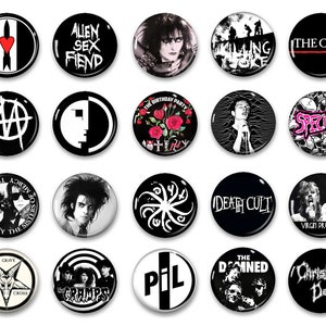 Goth Punk Rock 20 1.25 Button Set 2, 80s Gothic Rock Buttons, Button ...