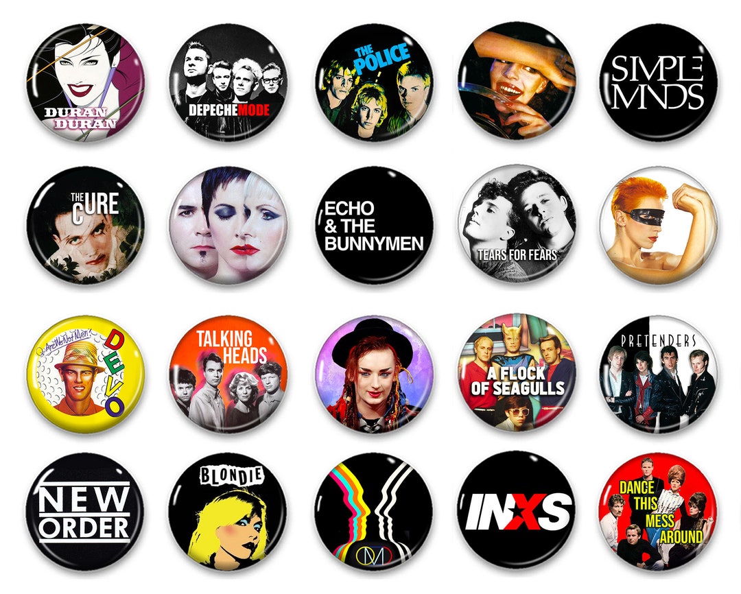 Rock Button Set of 20 1.25 Button Pins, 80s Pop Rock Buttons, Button ...