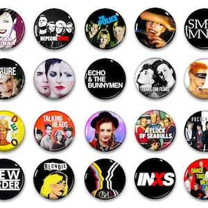 Rock Button Set of 20 1.25 Button Pins, 80s Pop Rock Buttons, Button ...