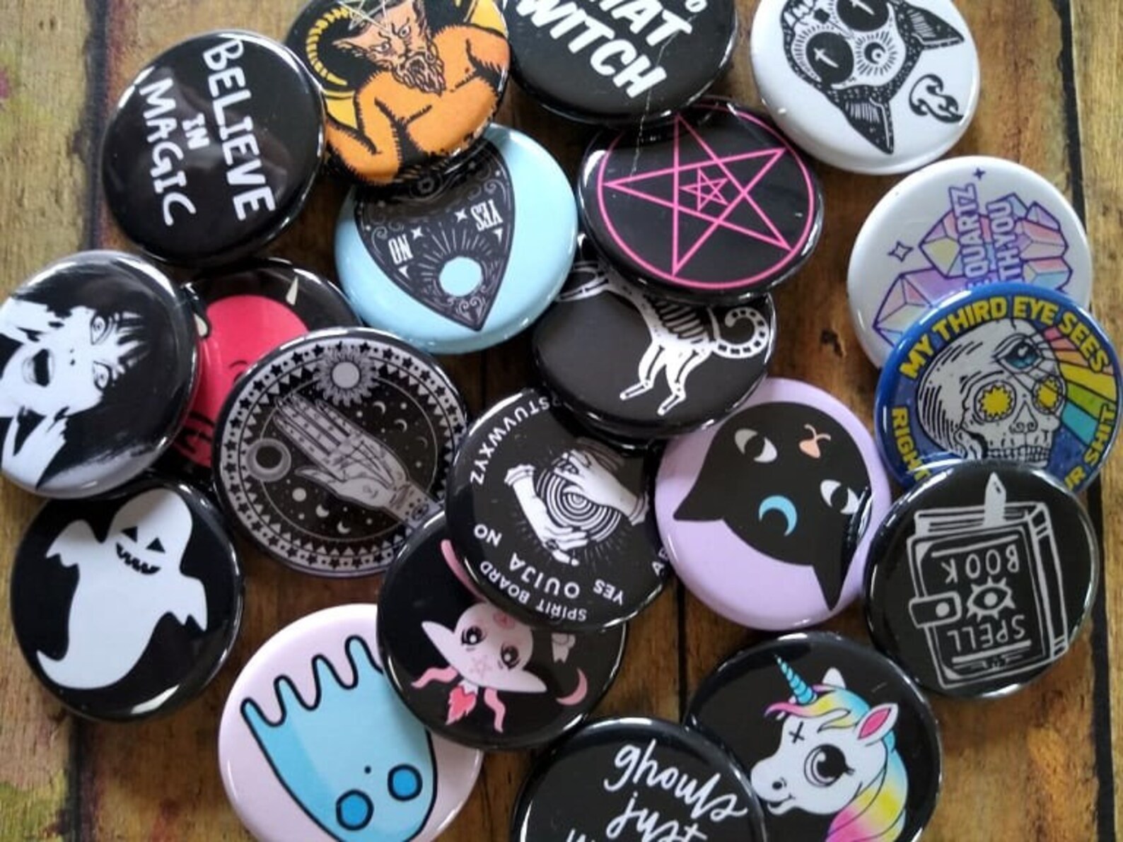 Occult Goth Buttons 20-1.25 Creepy Pins Witch Buttons - Etsy