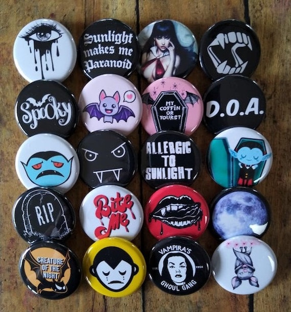 Vampire Goth Buttons 20-1.25 Creepy Pins Bat Buttons - Etsy