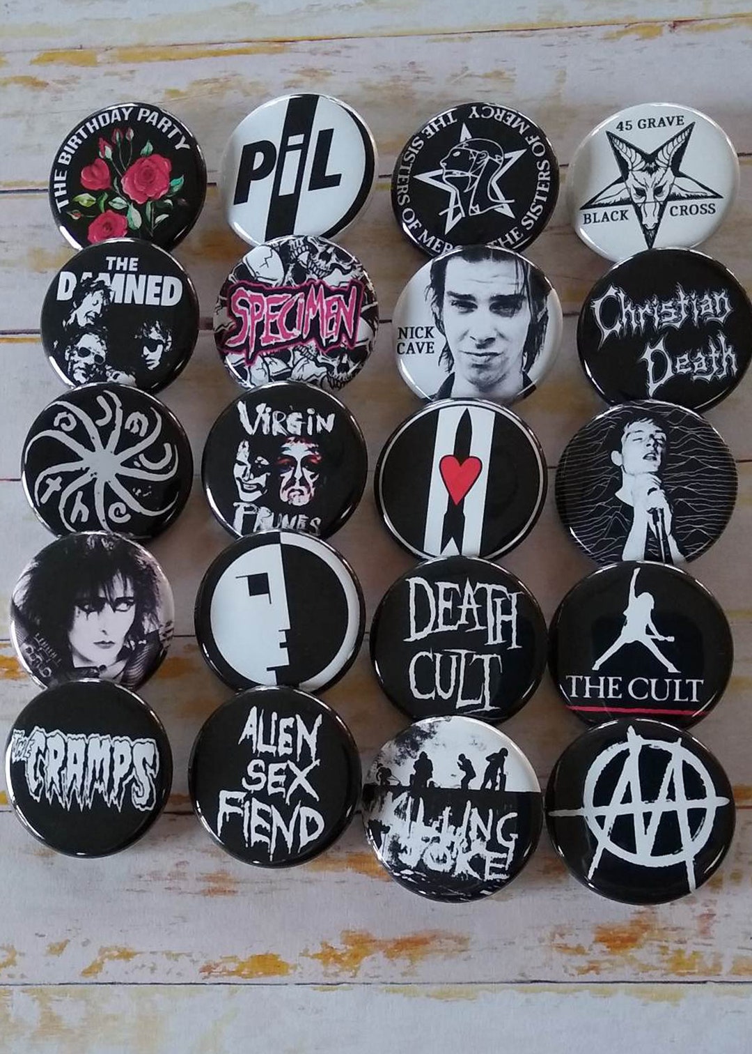 Goth Button Set, 20 1.25 80s Gothic Rock Buttons, Button, Pin, Badge ...