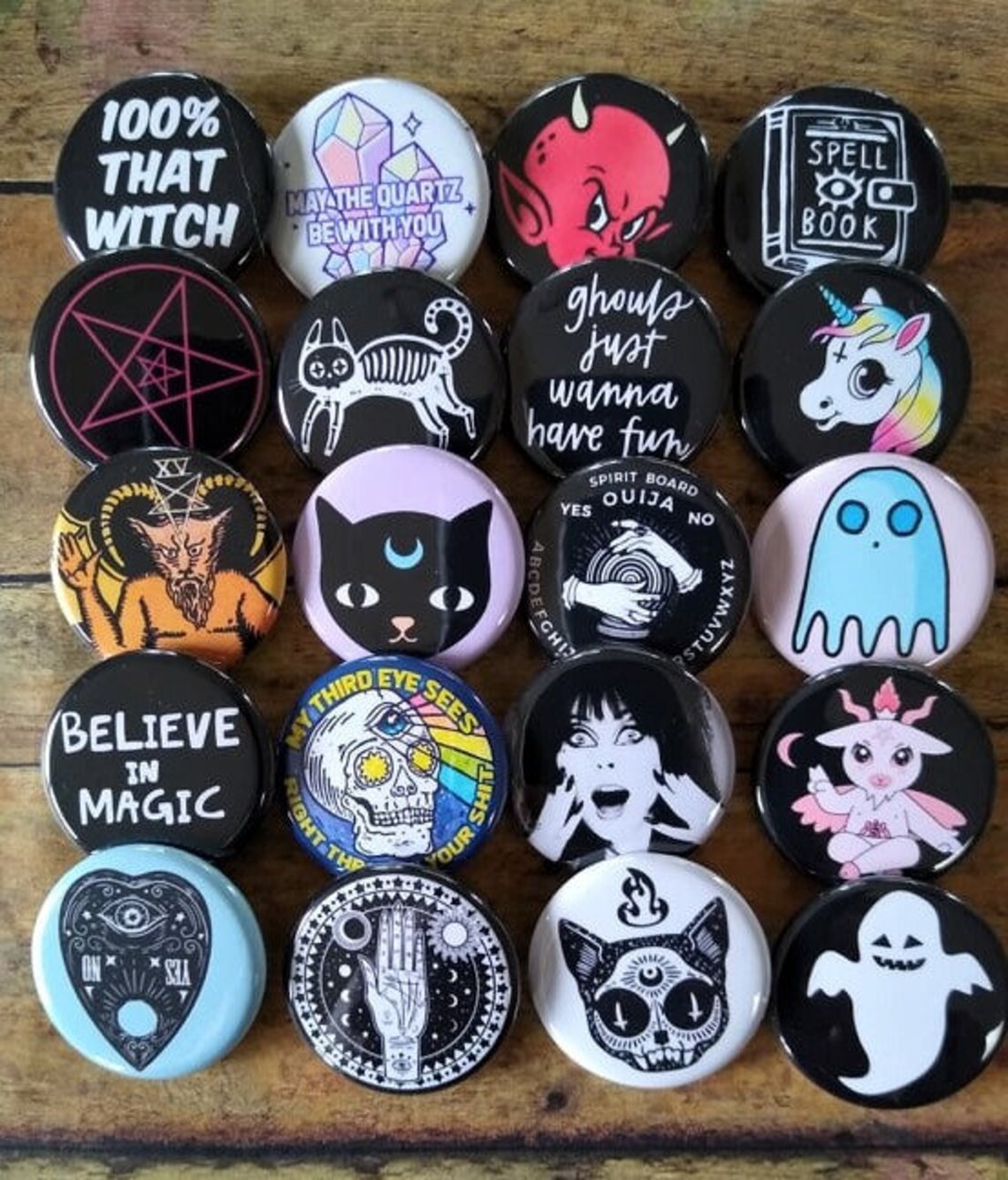 Occult Goth Buttons 20-1.25 Creepy Pins Witch Buttons - Etsy