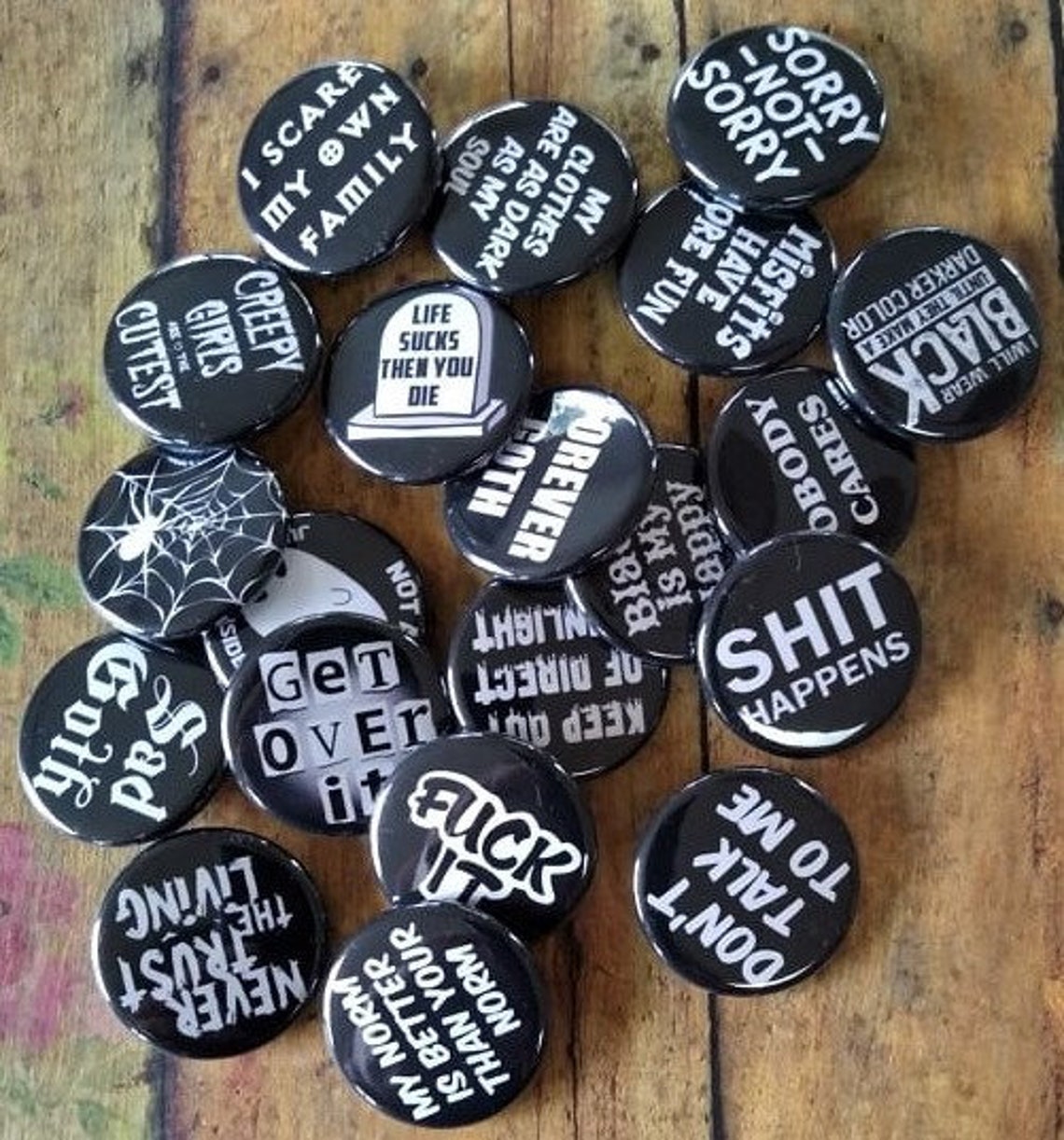Goth Buttons 20-1.25 Buttons Pins Creepy Pins Goth - Etsy