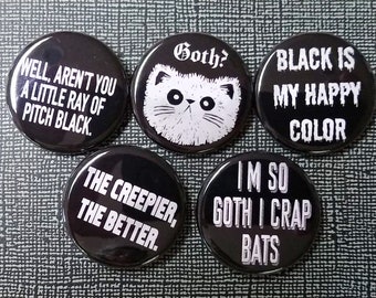 Goth Buttons Lot of 5-1.25 Emo Button Goth Post Punk - Etsy