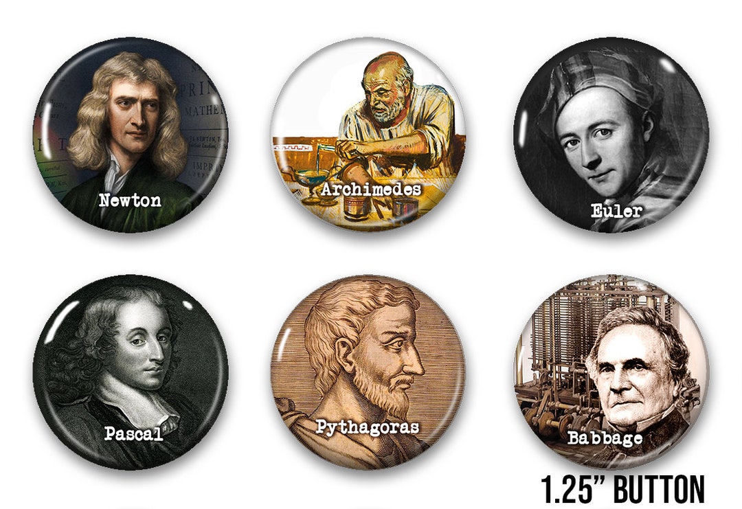 Math Pin Set, Lot of 6-1.25" Funny Math Pins, Math Gift, Math Heroes ...
