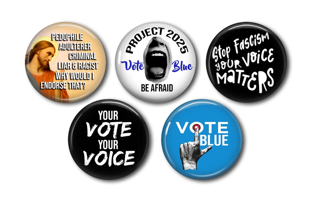 2024 Democratic 1.25 Button Set, Lot of 5-1.25 Vote Blue Campaign ...
